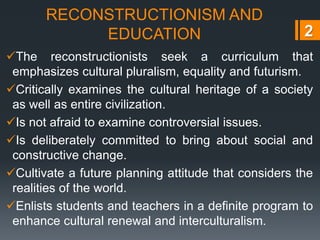 Reconstrutionalist curriculum | PPTX
