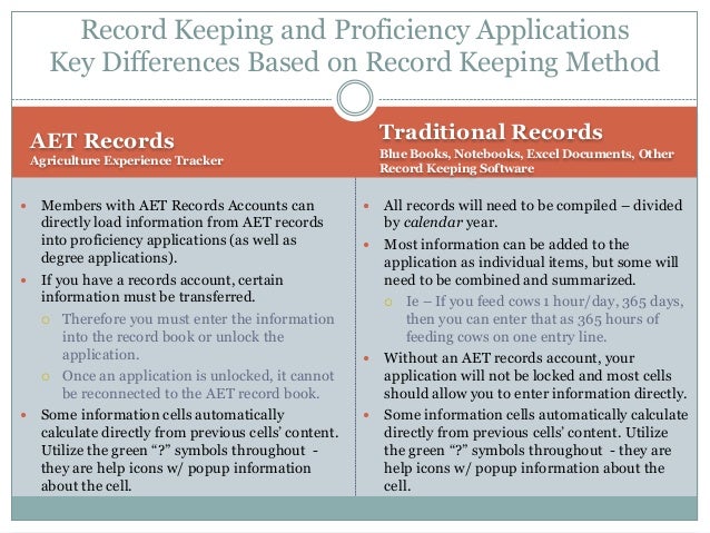 Record Keeping - SAE