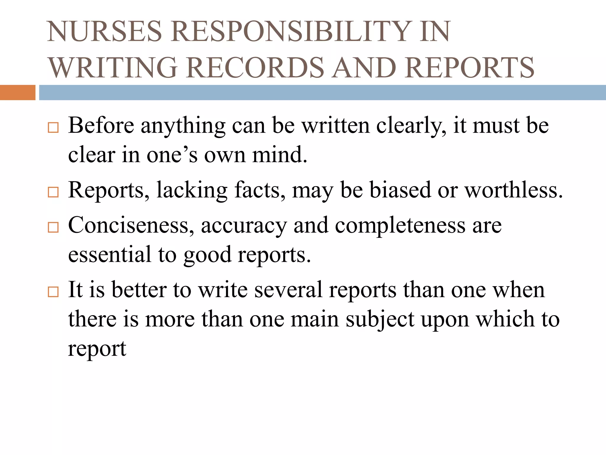 Record and reports for nurses | PPTX