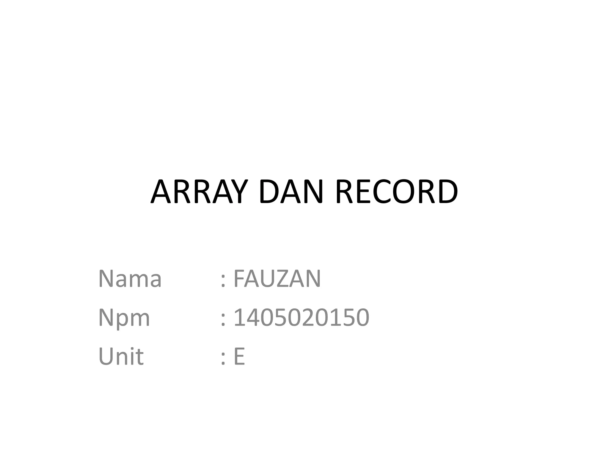 Record dan array | PPTX