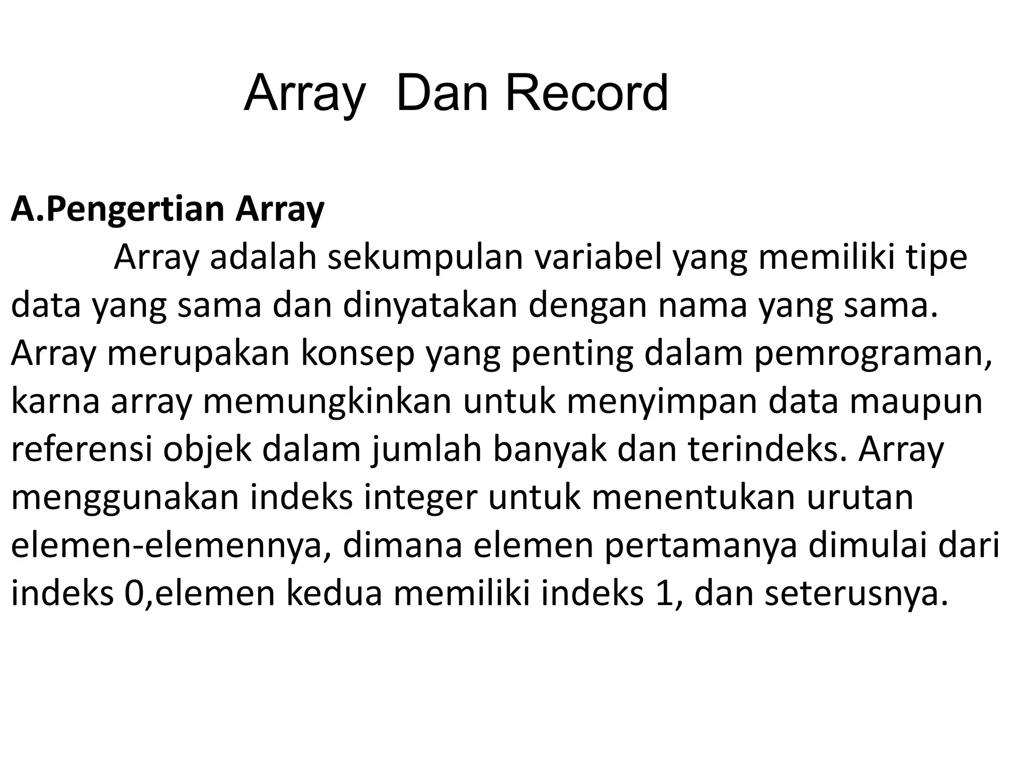 Record Dan Array Ppt