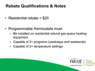 Nicor Gas Programmable Thermostat Rebate | PPTX
