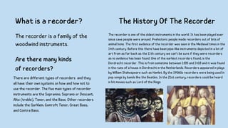 School Presentation for Music- All about Recorders | PDF