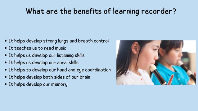 School Presentation for Music- All about Recorders | PDF