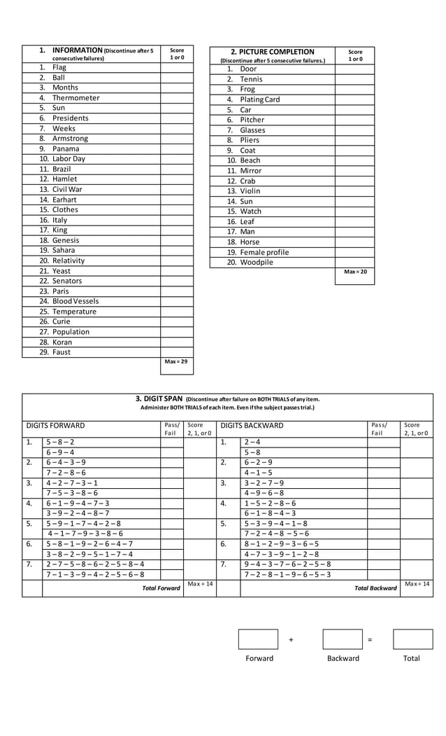 Record form wais r | DOCX | Woodworking | Arts and Crafts