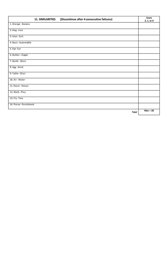 Record form wais r | DOCX | Woodworking | Arts and Crafts