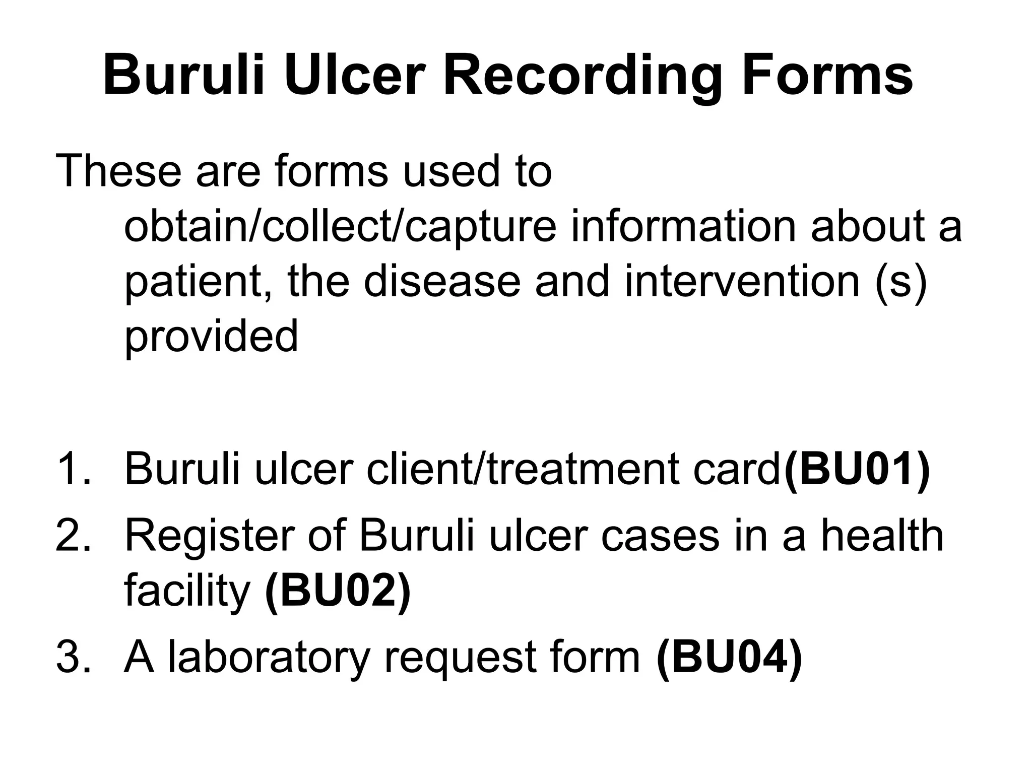 Recording and reporting Buruli Ulcer | PPT