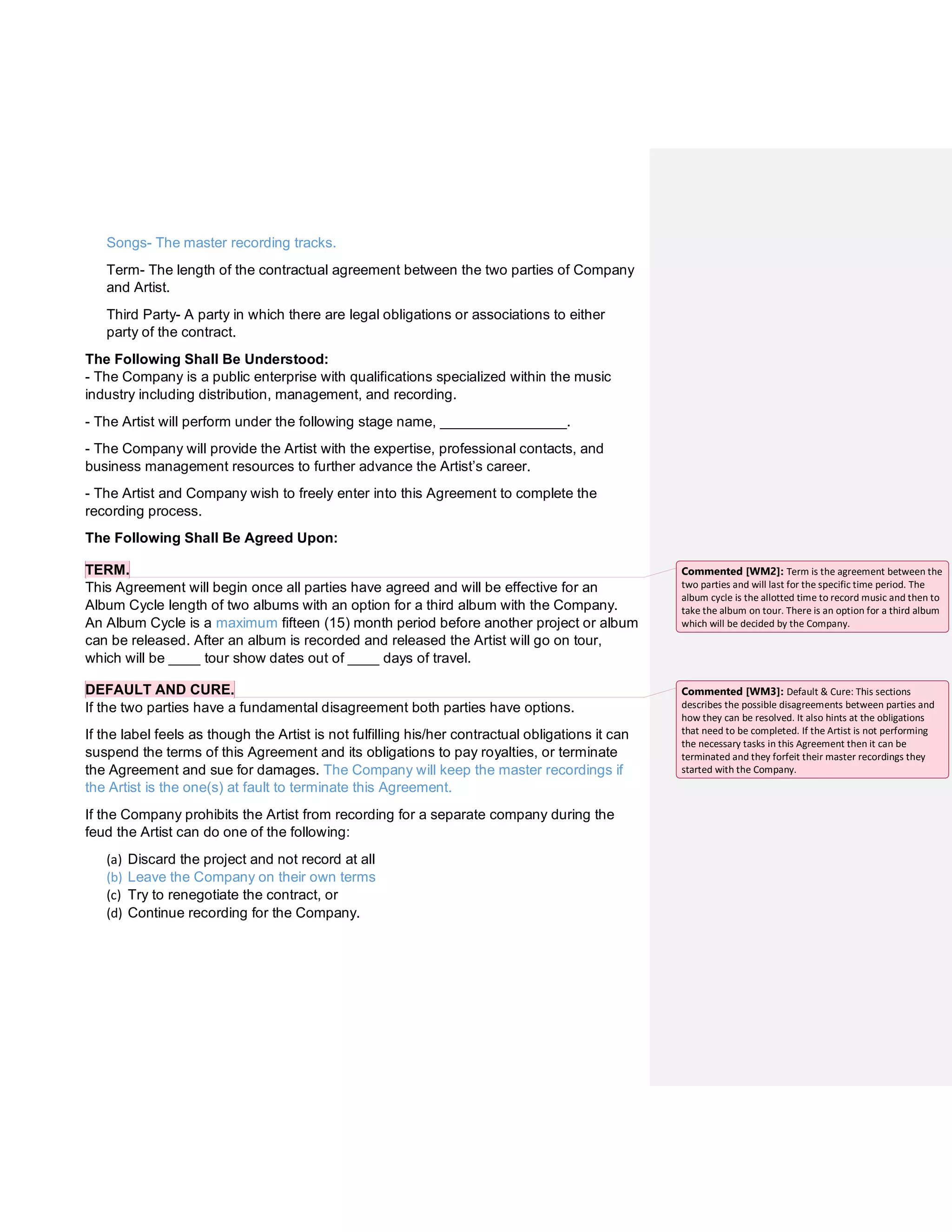 Recording Contract Agreement Analysis | PDF