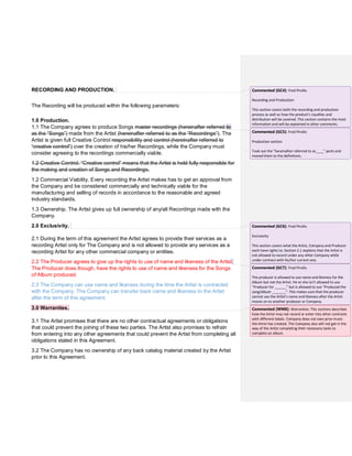 Recording Contract Agreement Analysis | PDF