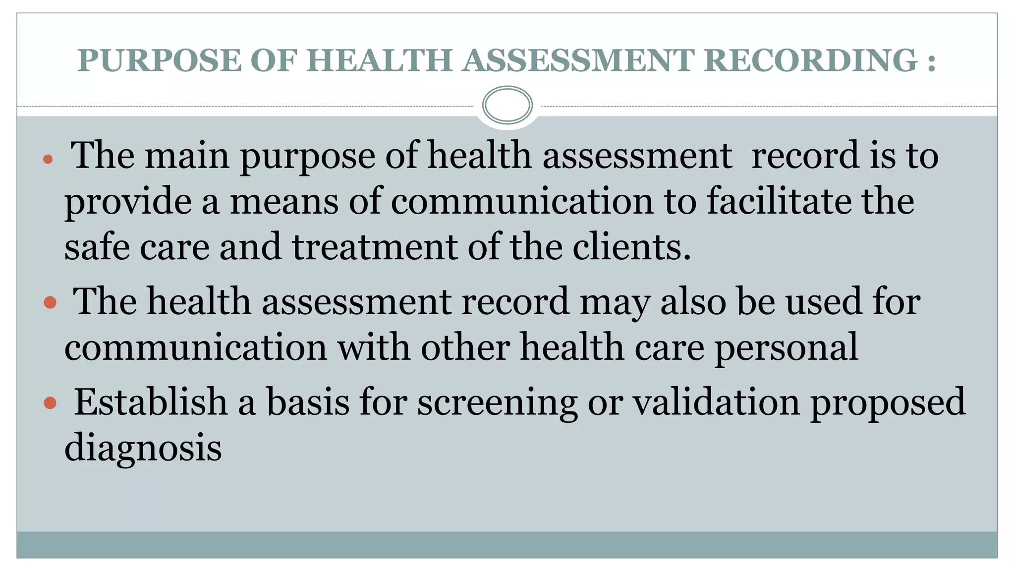 Recording health assessment | PPTX