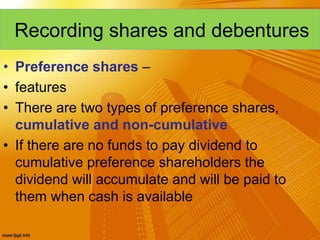 Recording of shares and debentures | PPTX | Stocks and Bonds | Personal ...