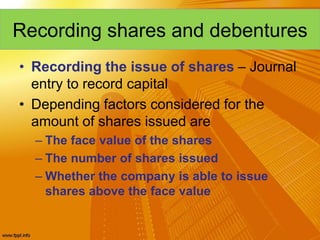 Recording of shares and debentures | PPTX | Stocks and Bonds | Personal ...