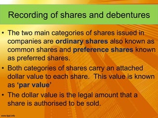 Recording of shares and debentures | PPTX
