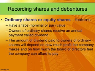 Recording of shares and debentures | PPTX
