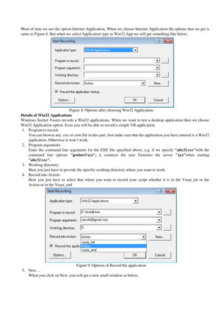 Details Description of Load Runner Recording option | PDF