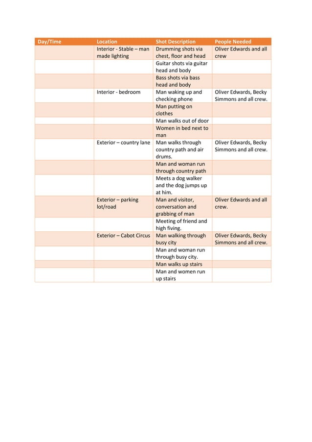 Recording schedule | DOCX