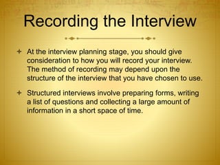 Recording the interview | PPT