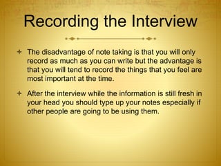 Recording the interview | PPT