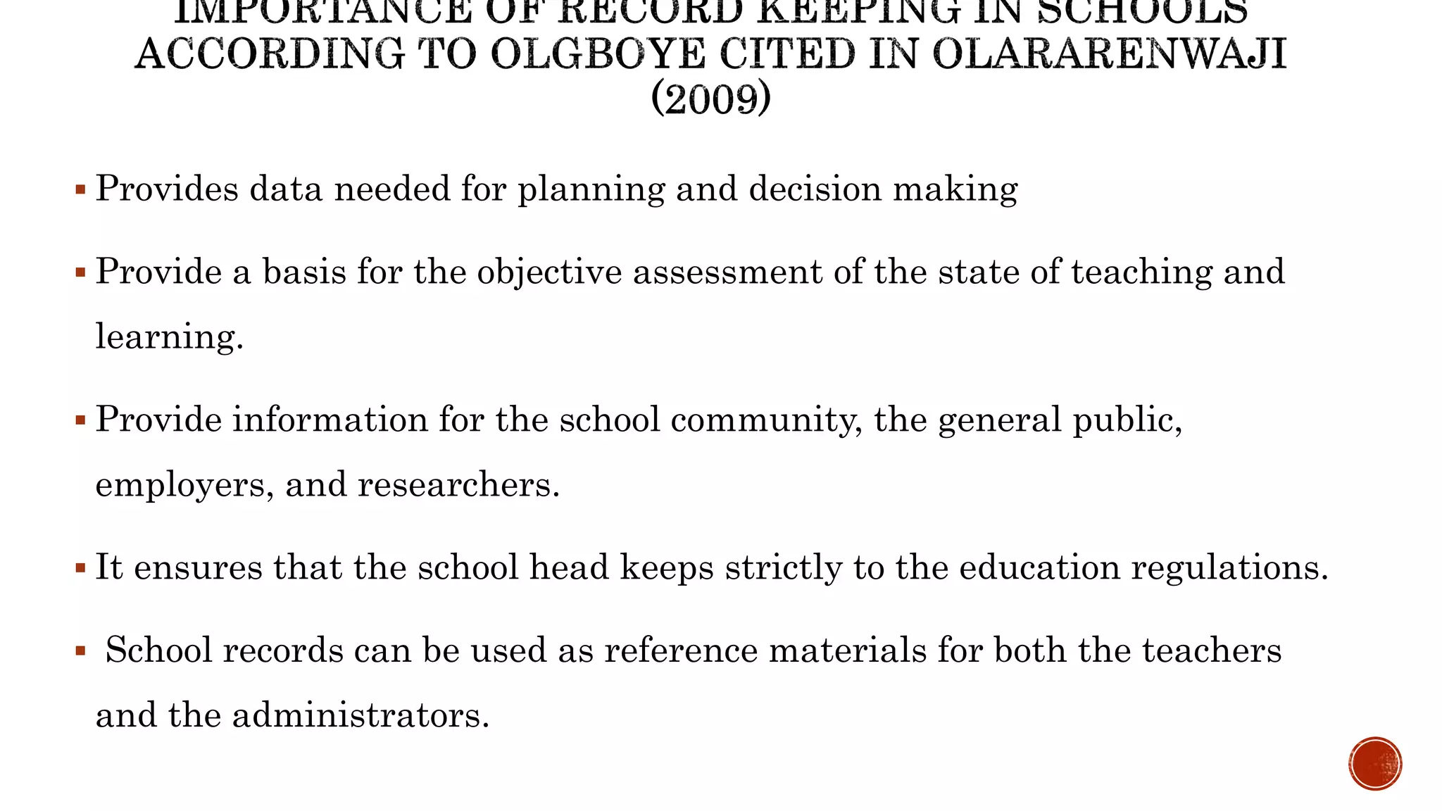 Record Keeping in the School | PPTX