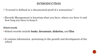 Record Keeping in the School | PPTX