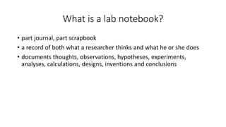 Record keeping and lab notebooks | PPTX | Scrapbooking | Arts and Crafts