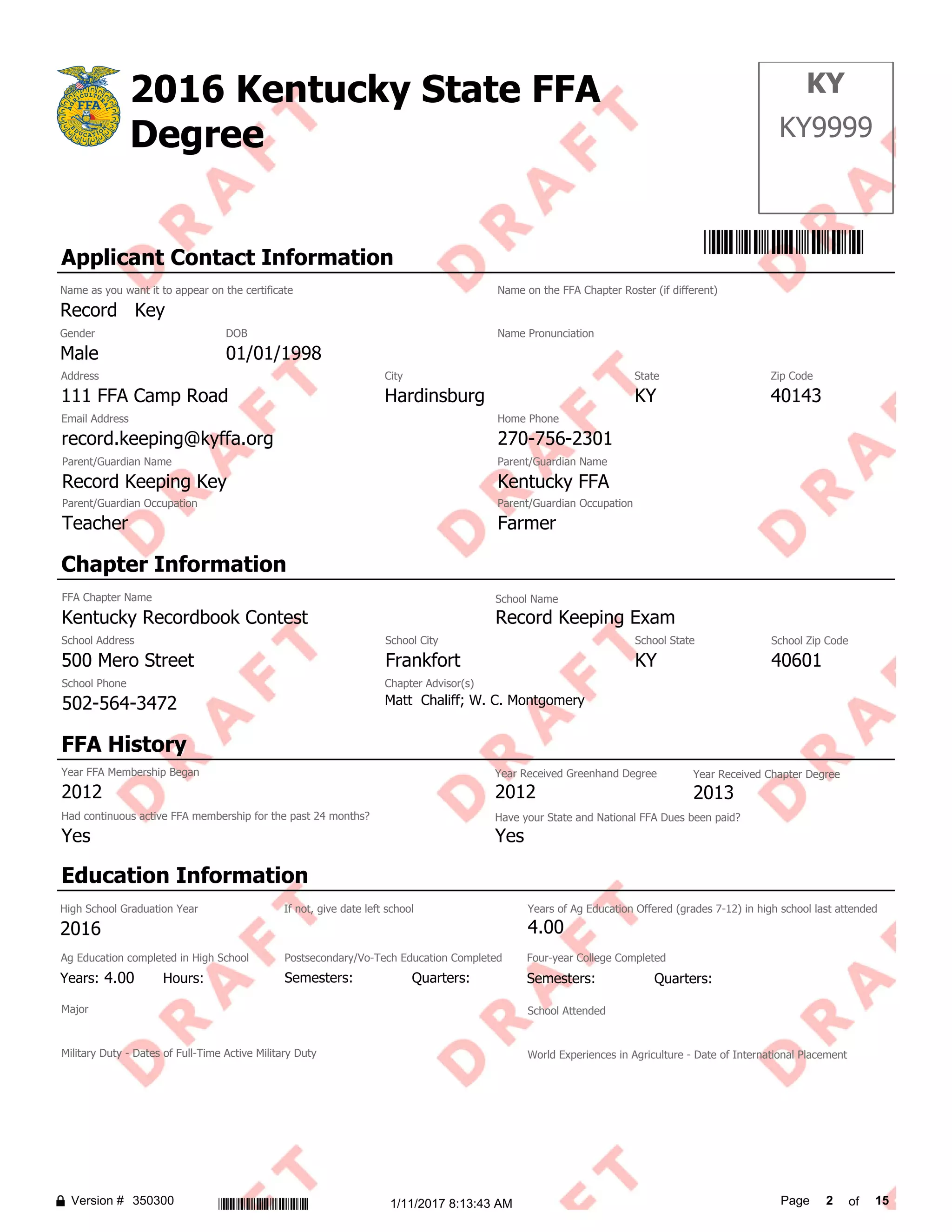Record keeping sample key | PDF