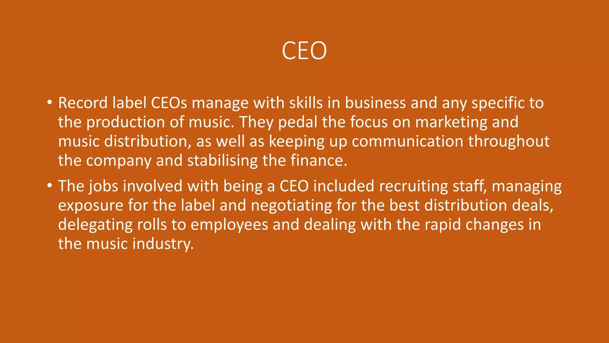 Record label job roles | PPT