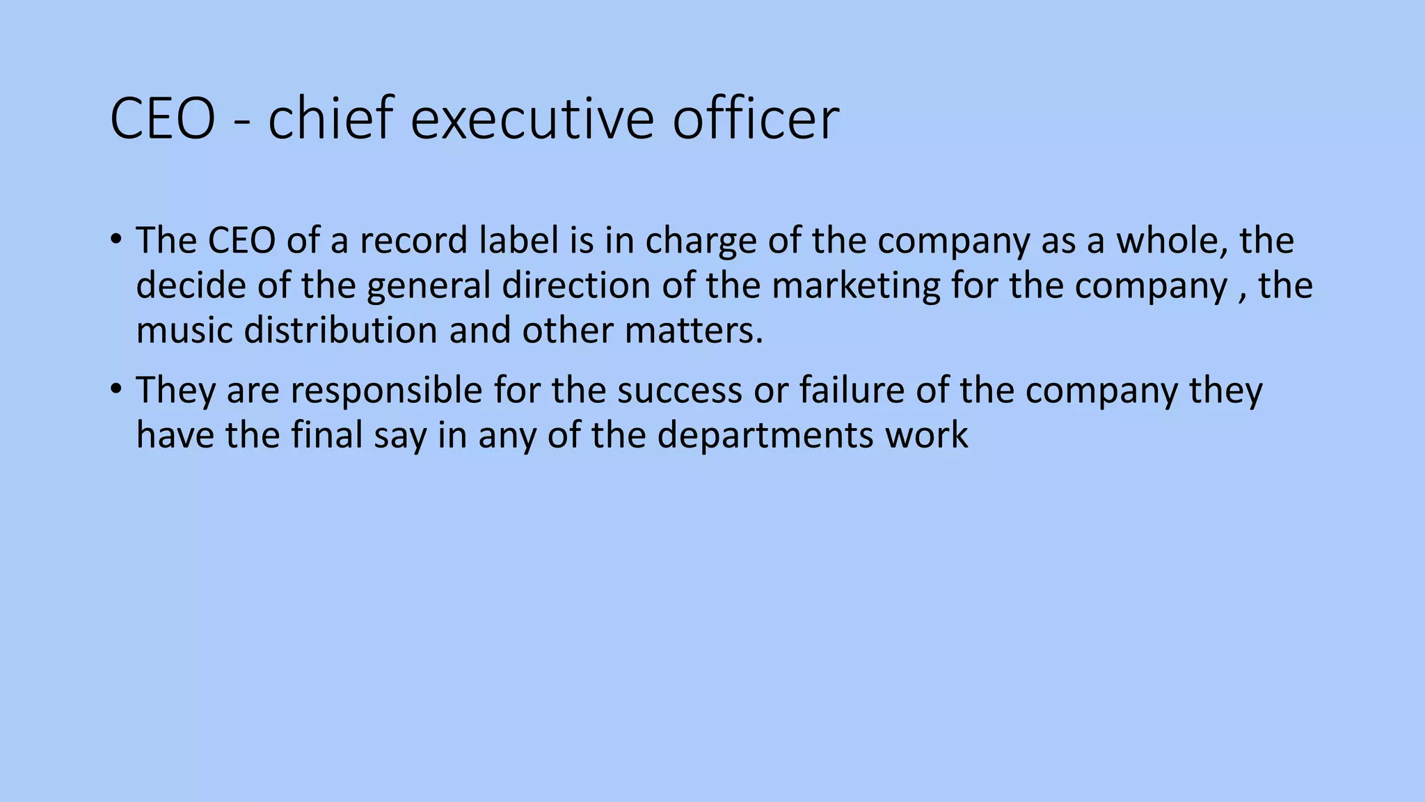 Record label job roles | PPT