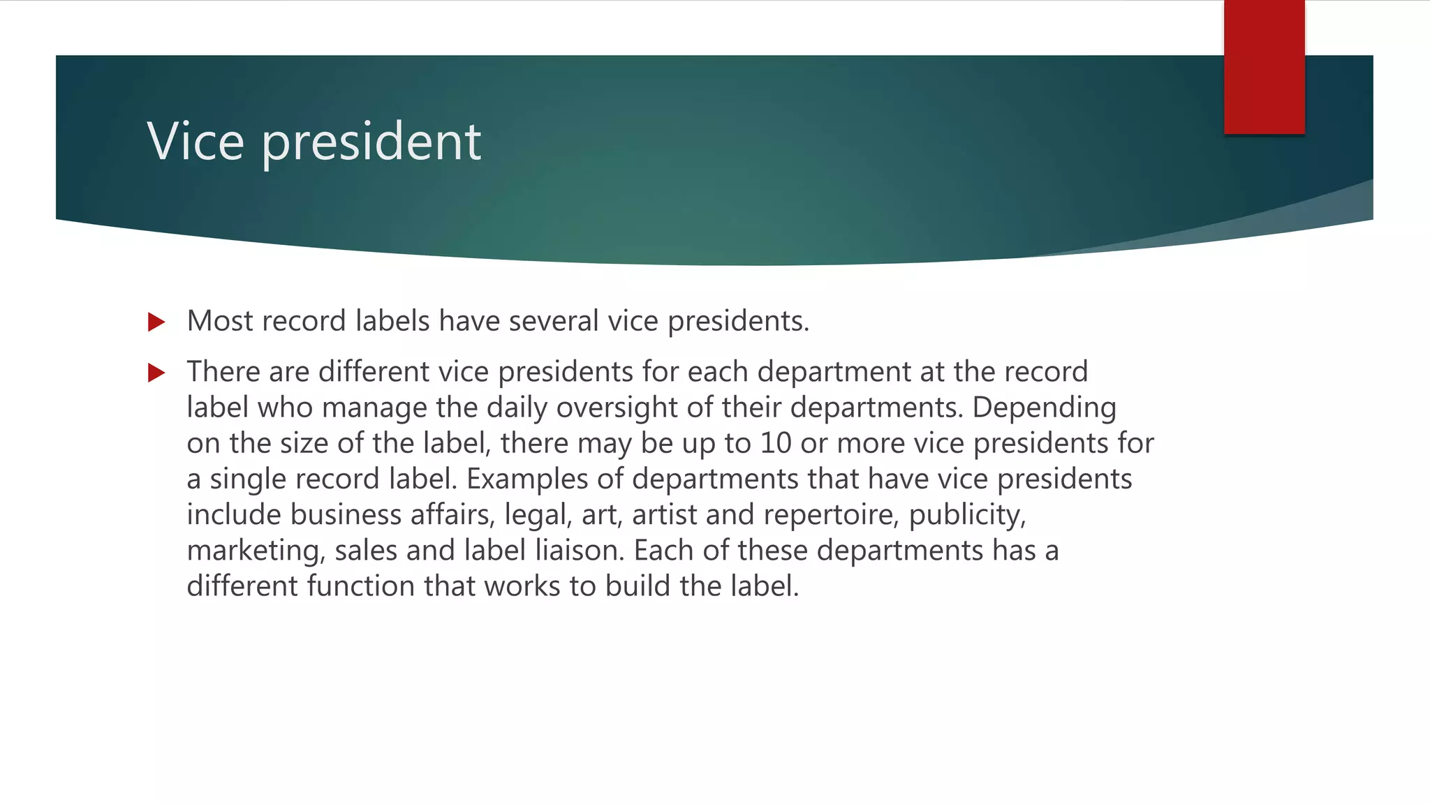 Record label job roles | PPT