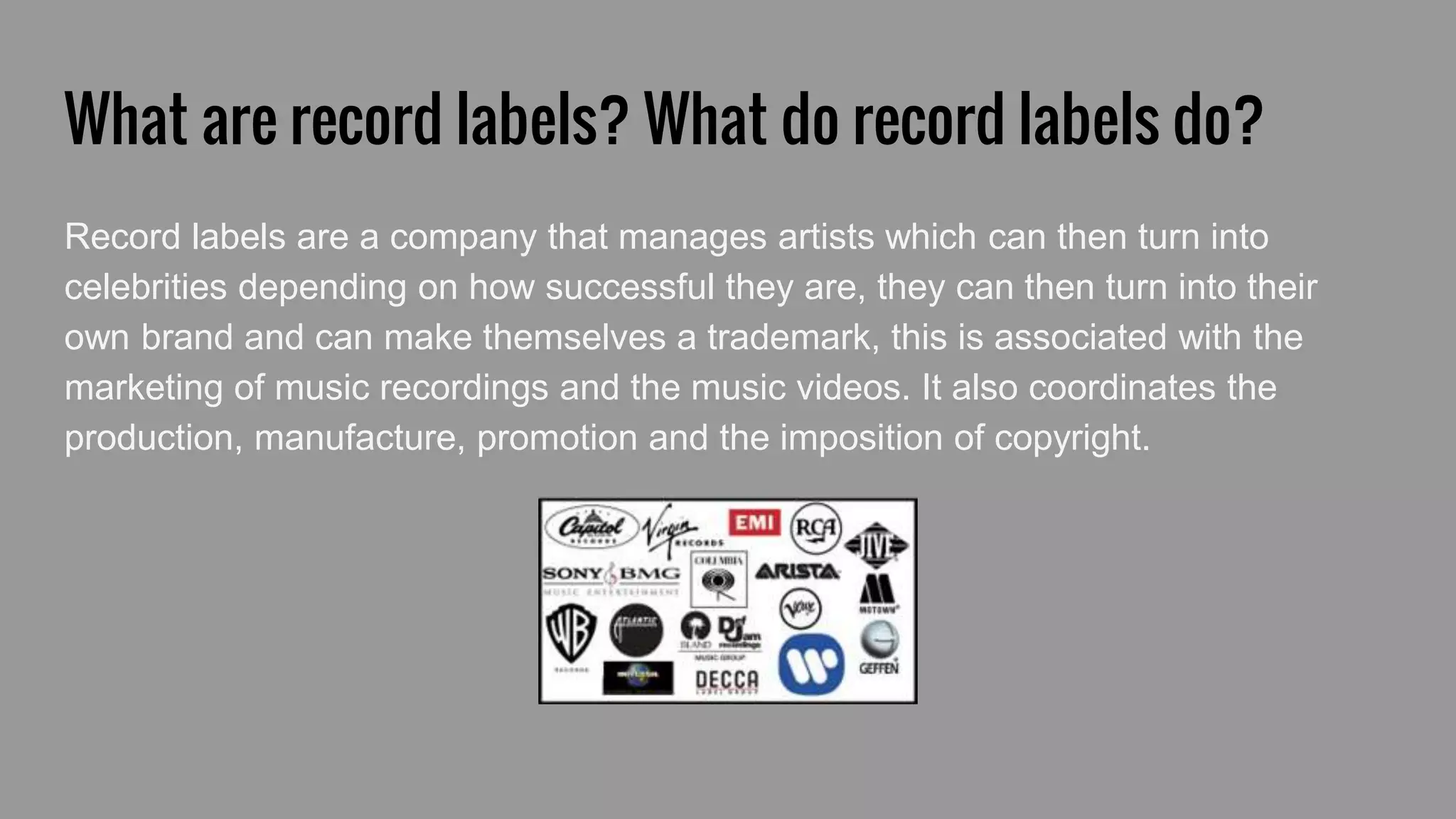 Record labels. | PPT