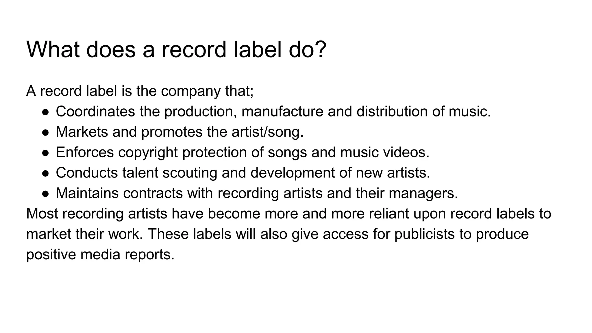 Record labels | PPTX | Law