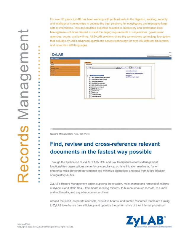 ZyLAB’s Record Management | PDF | Databases | Computer Software and ...