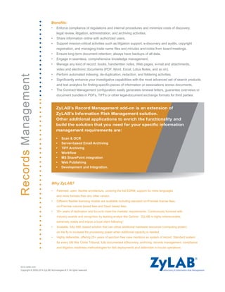 ZyLAB’s Record Management | PDF | Databases | Computer Software and ...
