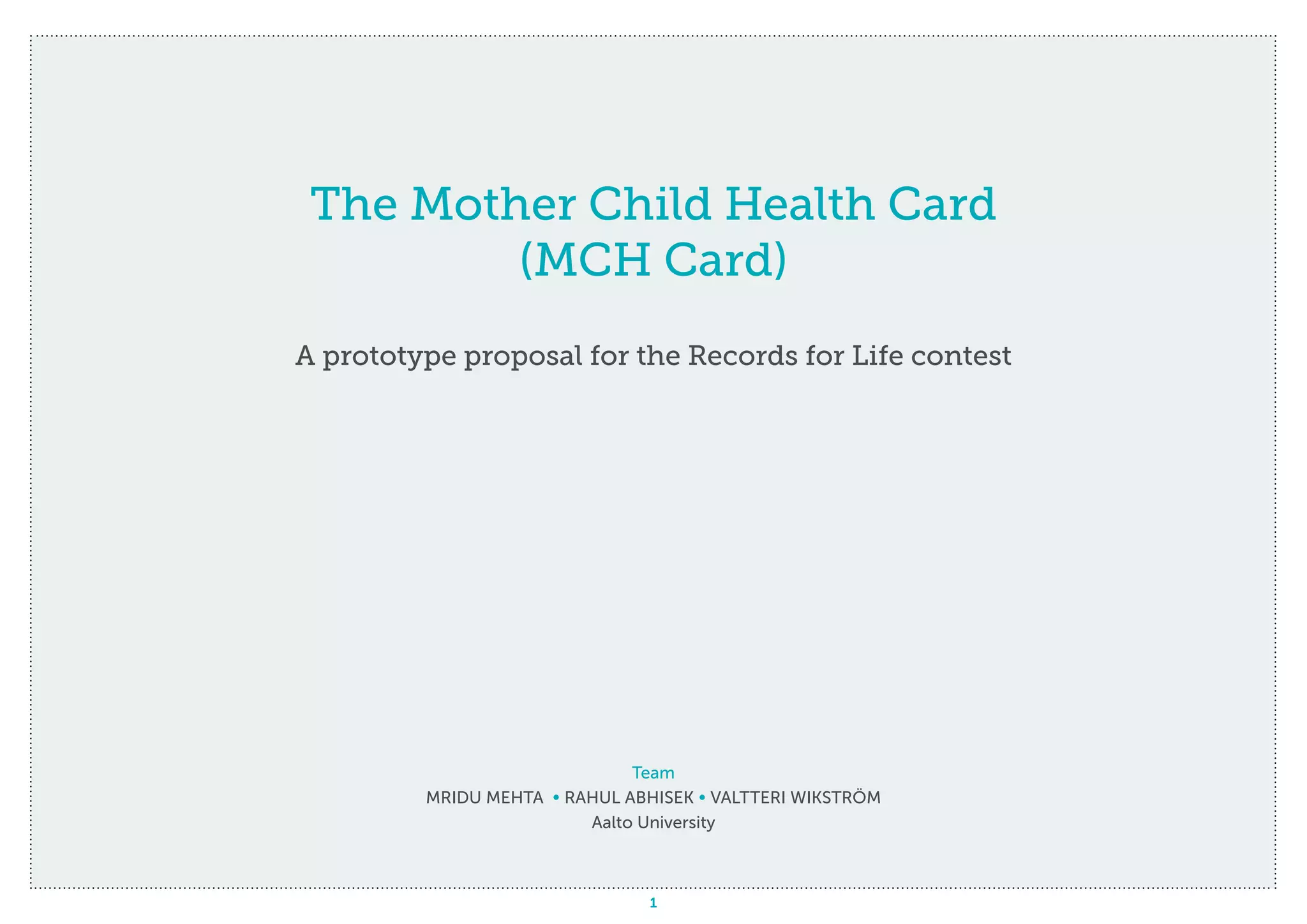 Records for Life: Redesigning Health Cards to Improve Maternal and ...