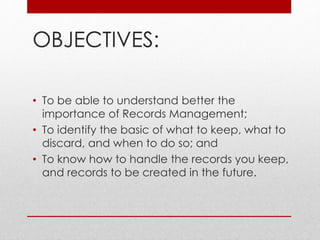 Document and Records Control - Records Management | PPTX