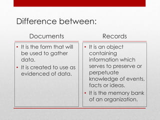 Document and Records Control - Records Management | PPTX