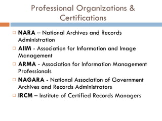 Library Careers: Records Management | PPT