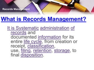 Records management ppt | PPTX