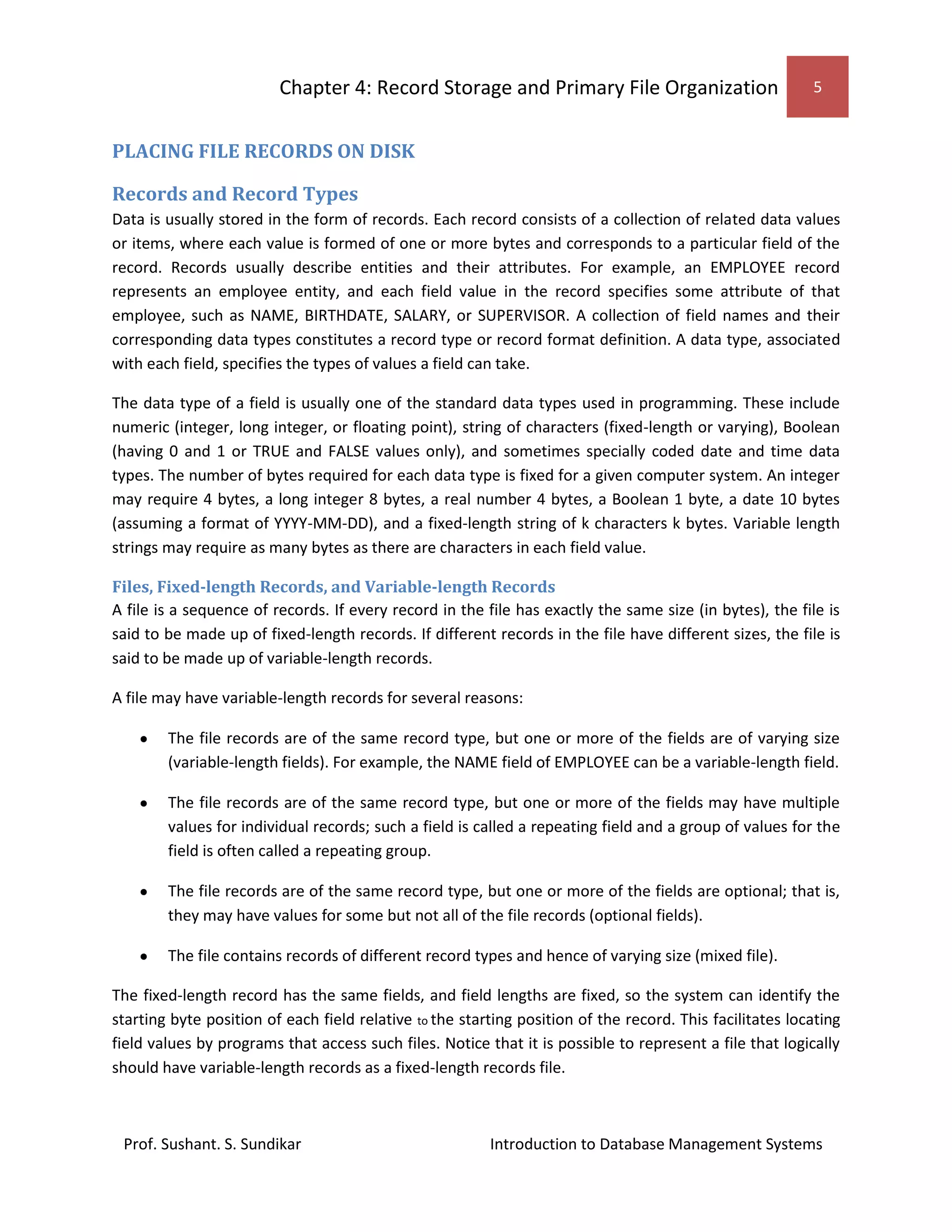 Record storage and primary file organization | DOCX