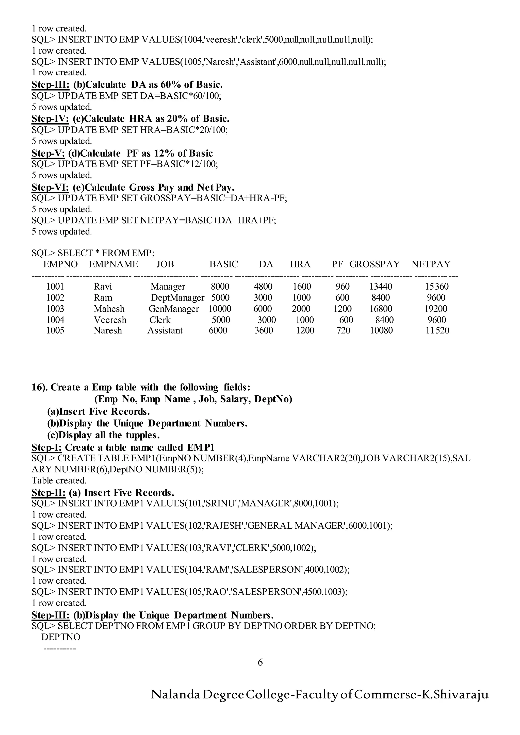 rdbms practical record | DOCX