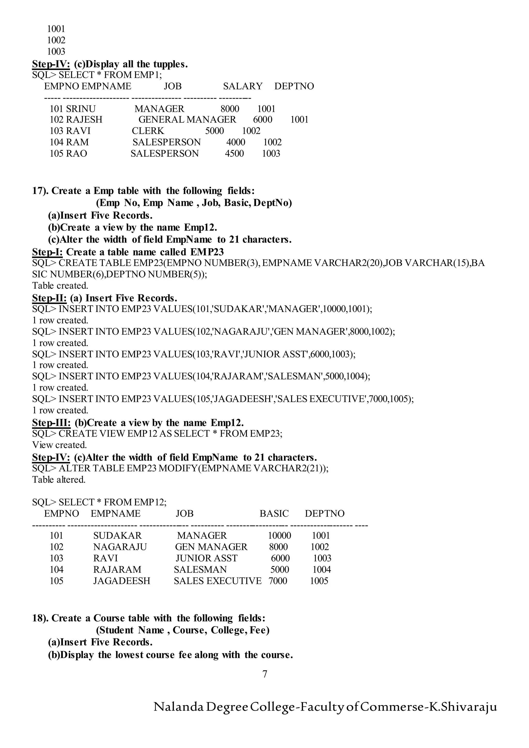 rdbms practical record | DOCX
