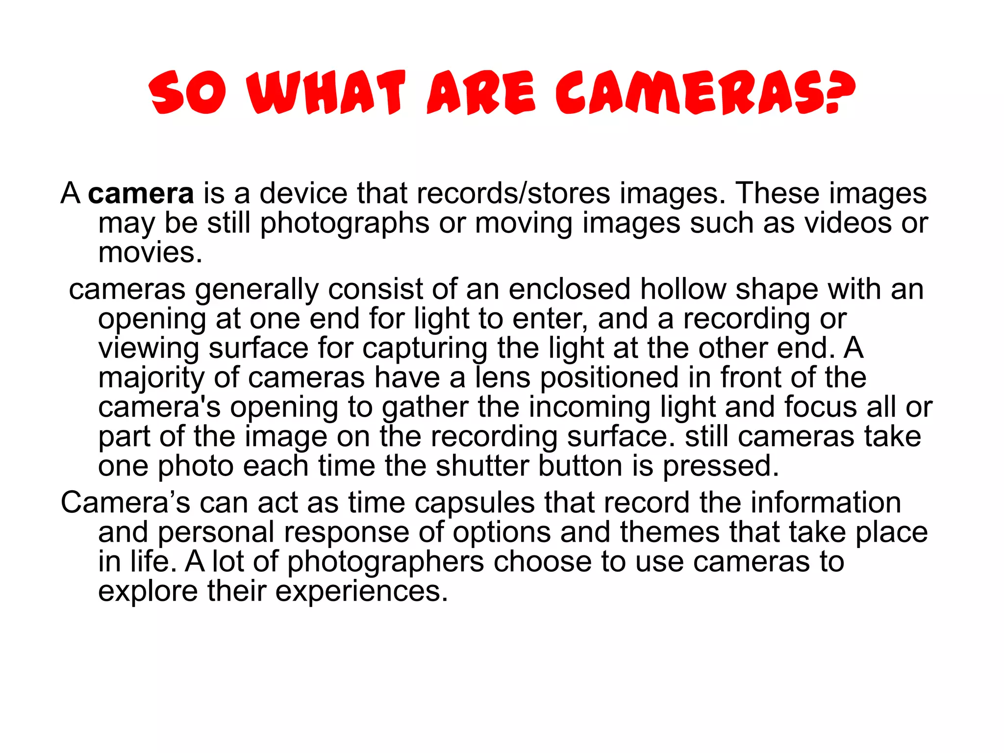 Recor presentation on slr & digital cameras | PPTX
