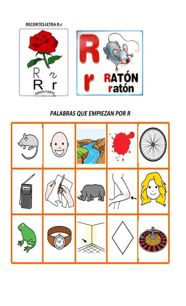 Recortes letras r lenguaje primero