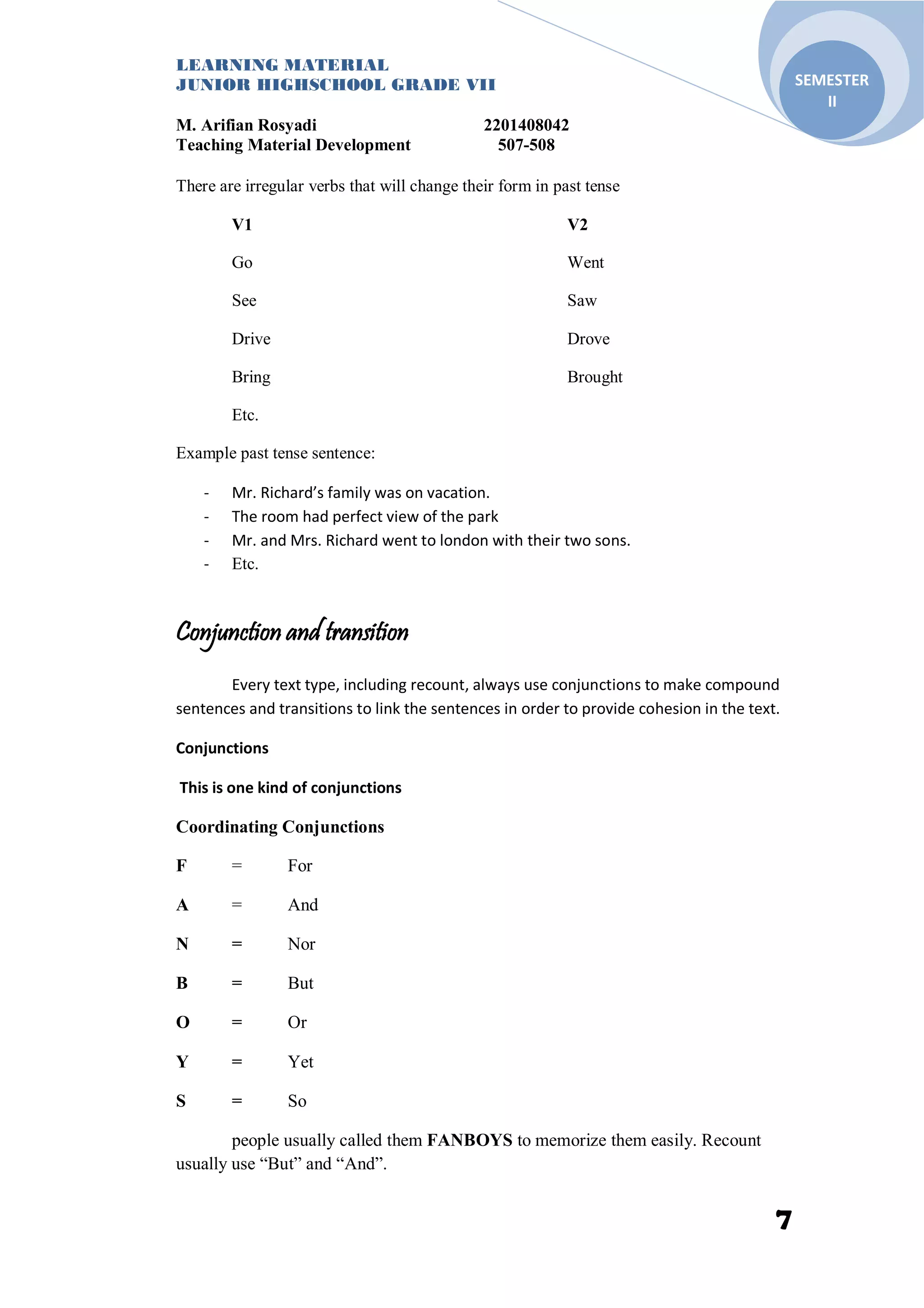 Recount text-learning-material | PDF