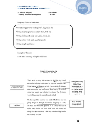 Recount text-learning-material | PDF