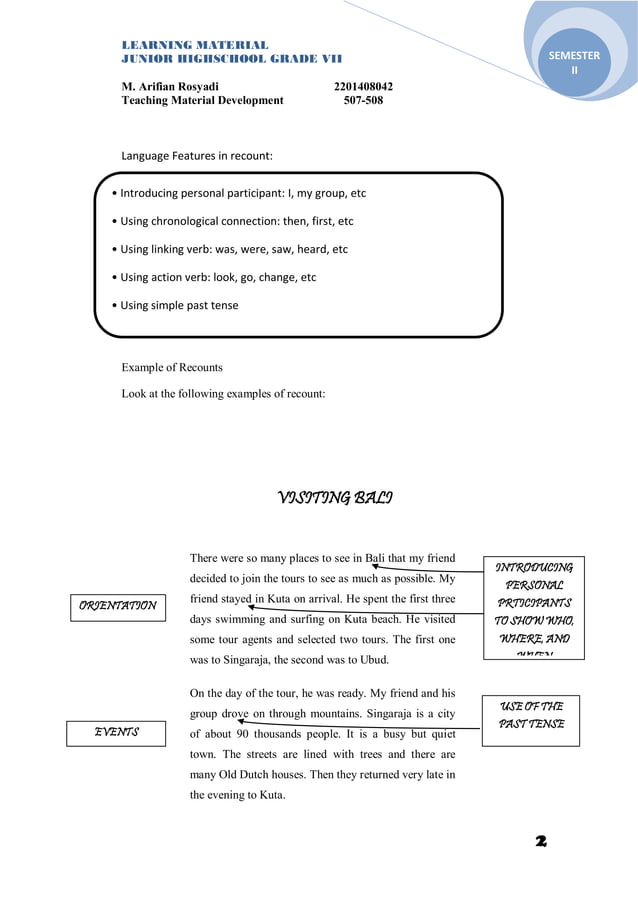 Recount text-learning-material | PDF