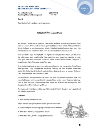 Recount text-learning-material | PDF