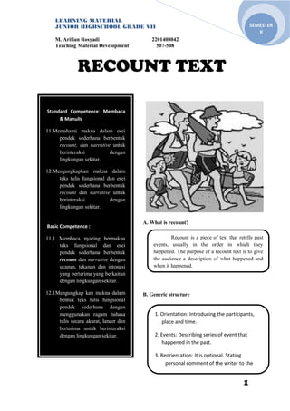 Recount text-learning-material | PDF