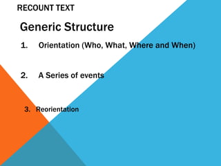 Recount text at English training 2018 | PPT