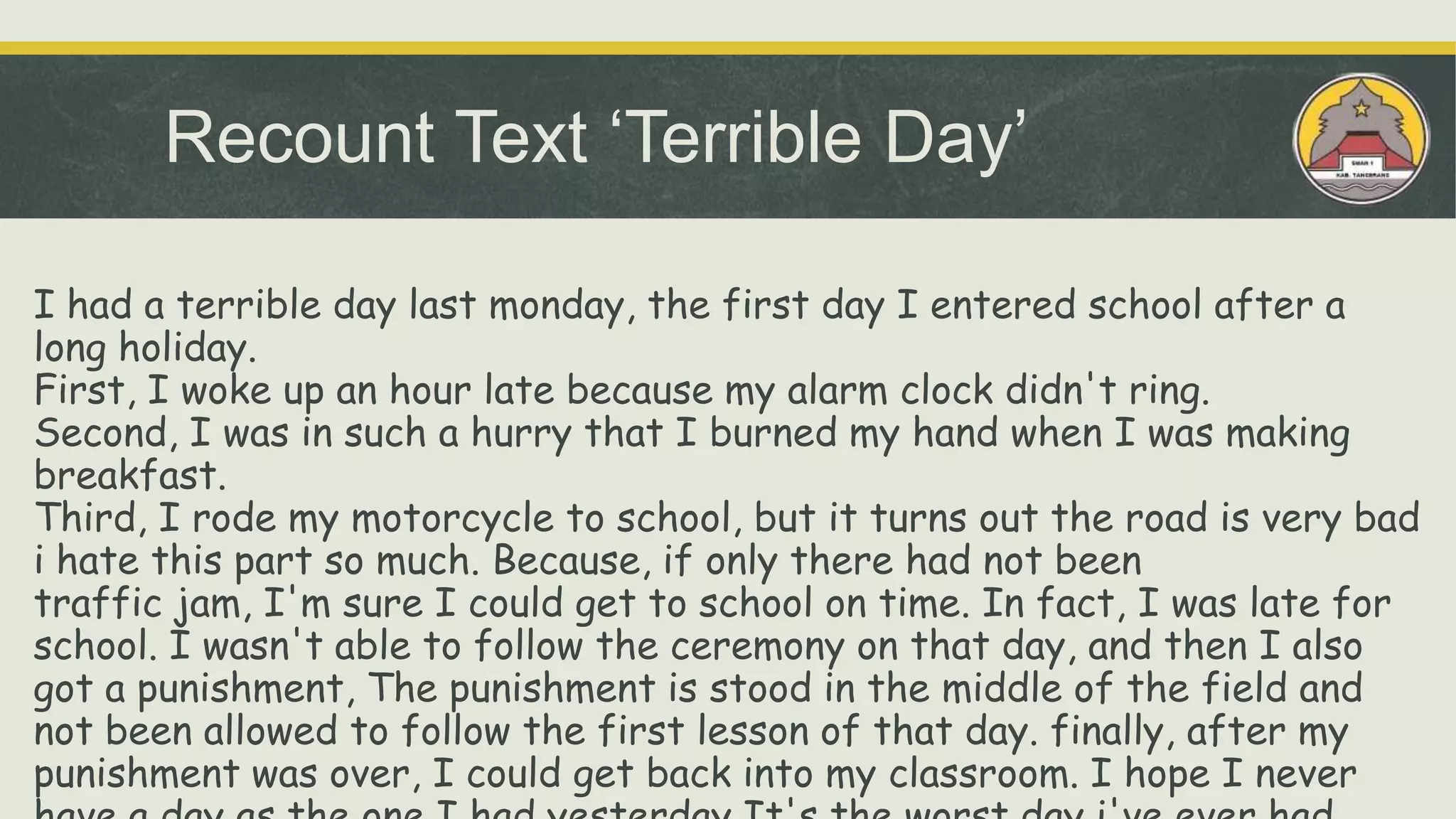 PPT Contoh Recount text kelas X | PPTX